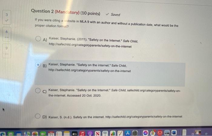 If you were citing a wobsite in MLA 9 with an author | Chegg.com