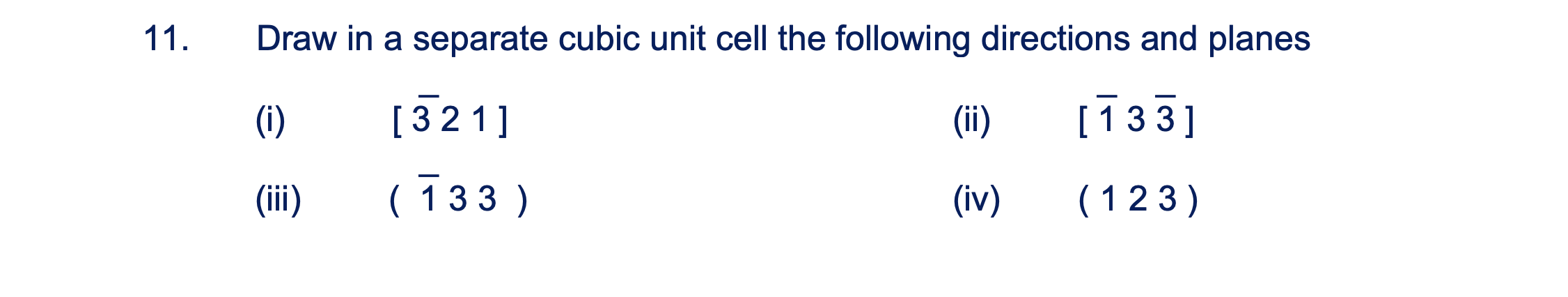 Solved Draw in a separate cubic unit cell the following | Chegg.com