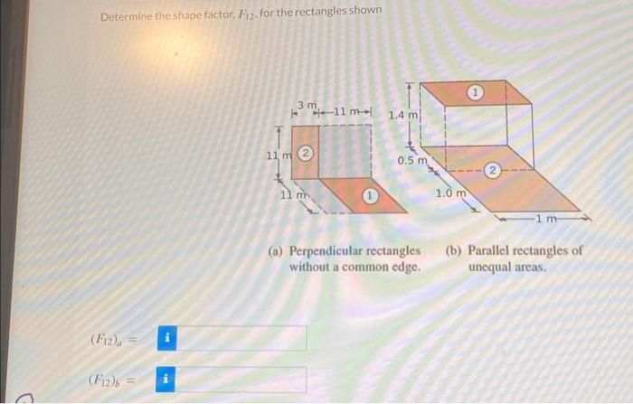 Solved Determine the shape factor, F12, for the rectangles | Chegg.com