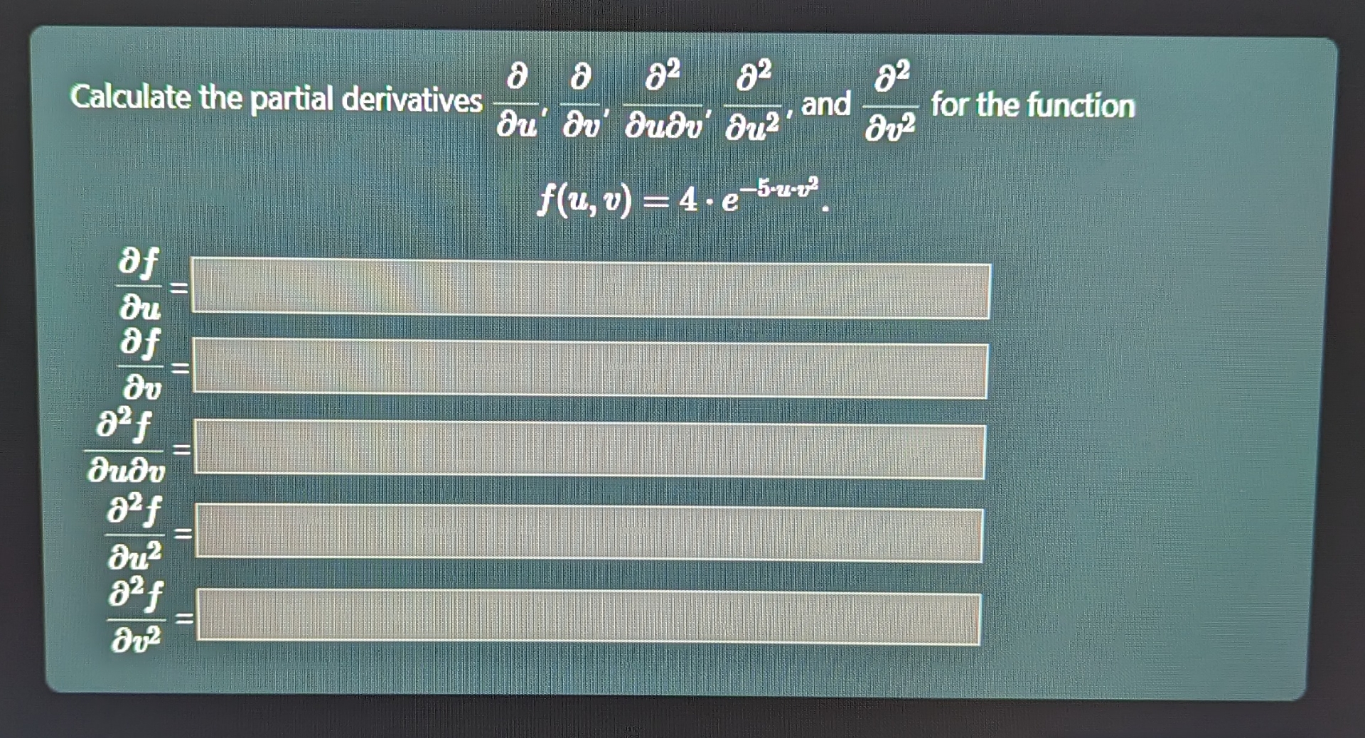 Solved Calculate the partial derivatives | Chegg.com