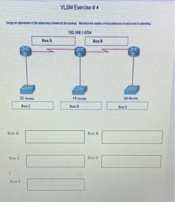Solved VLSM Exercise #4 Design an appropriate VLSM dessing | Chegg.com