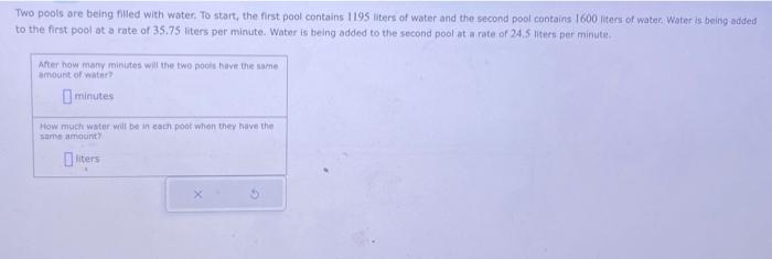 Solved Two pools are being filled with water. To start, the | Chegg.com