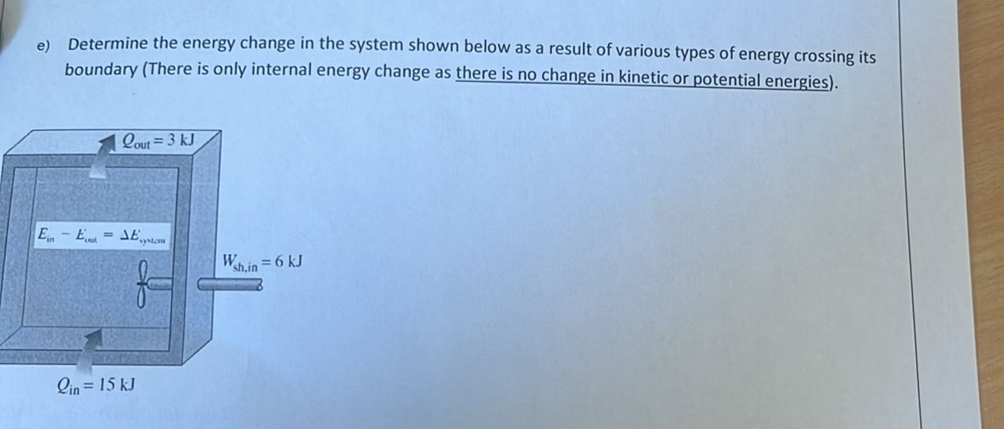 Solved e) ﻿Determine the energy change in the system shown | Chegg.com
