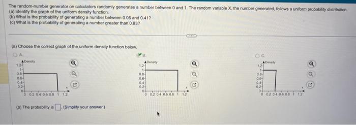 Solved The random-number generator on calculators randomly | Chegg.com