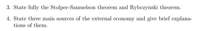 Solved 3. State fully the Stolper-Samuelson theorem and | Chegg.com