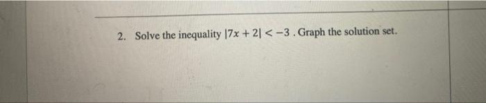 Solved 2. Solve the inequality ∣7x+2∣