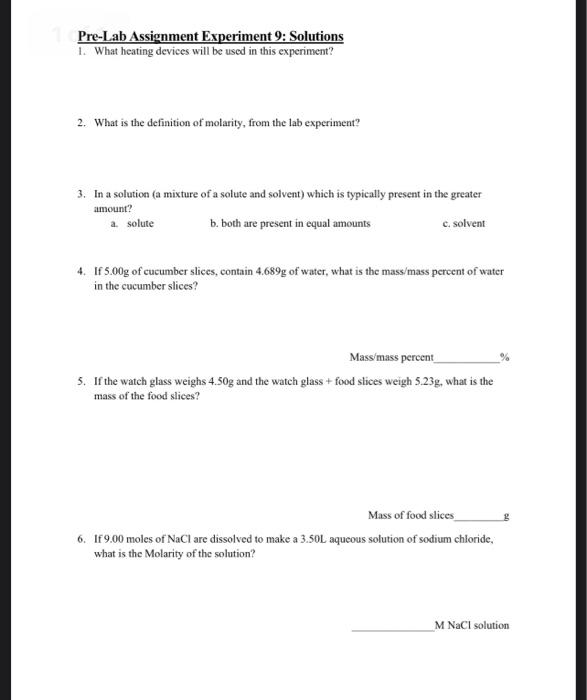 Solved Pre-Lab Assignment Experiment 9: Solutions 1. What | Chegg.com Solved Pre-Lab Assignment Experiment 9: Solutions 1. What | Chegg.com