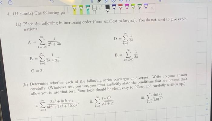 Solved (a) Place the following in increasing order (from | Chegg.com