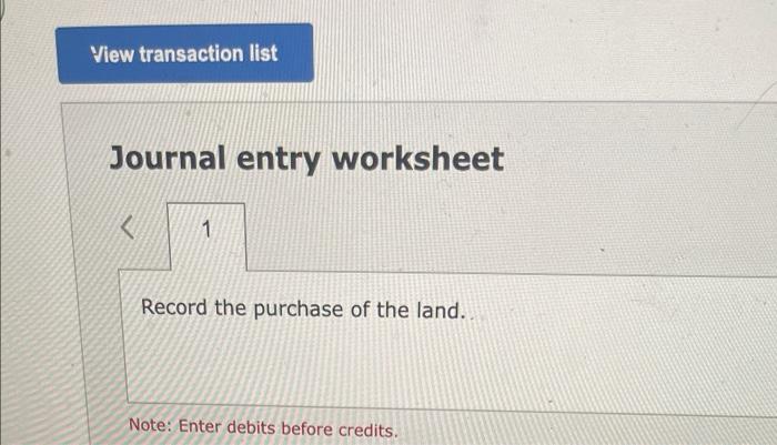 Solved Journal entry worksheet Record the purchase of the | Chegg.com