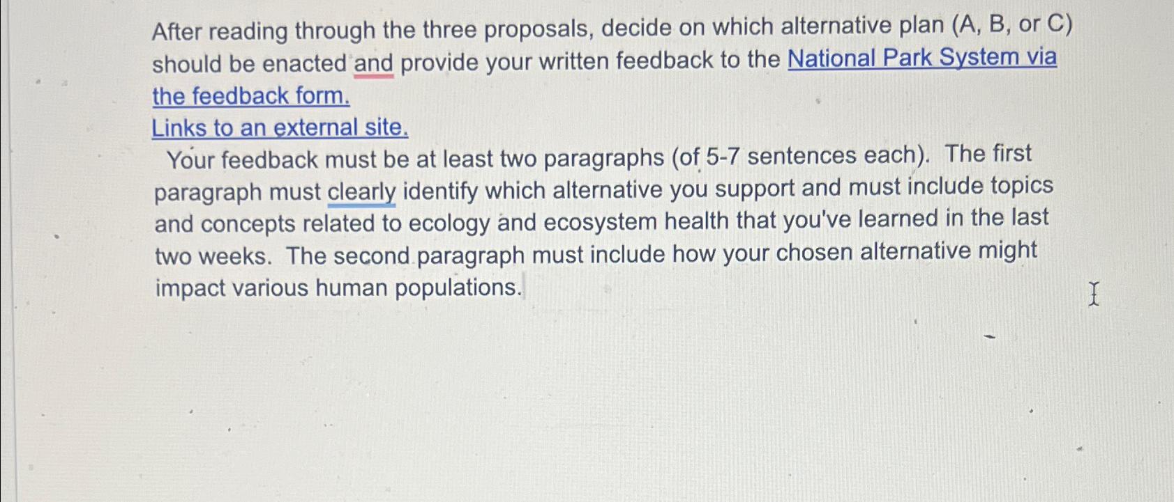 Solved After reading through the three proposals, decide on | Chegg.com