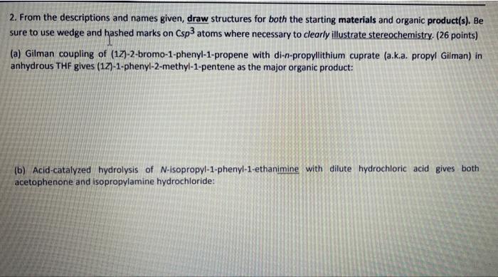 Solved 2. From the descriptions and names given, draw | Chegg.com