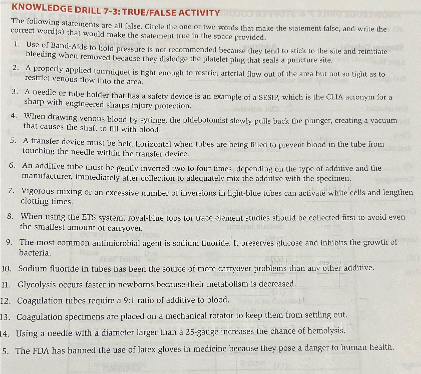 Solved KNOWLEDGE DRILL 7-3: TRUE/FALSE ACTIVITYThe following | Chegg.com
