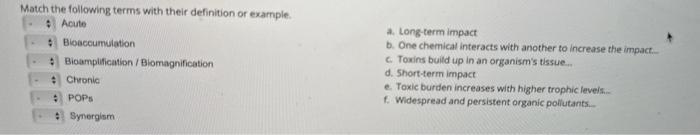 Solved Match the following terms with their definition or | Chegg.com