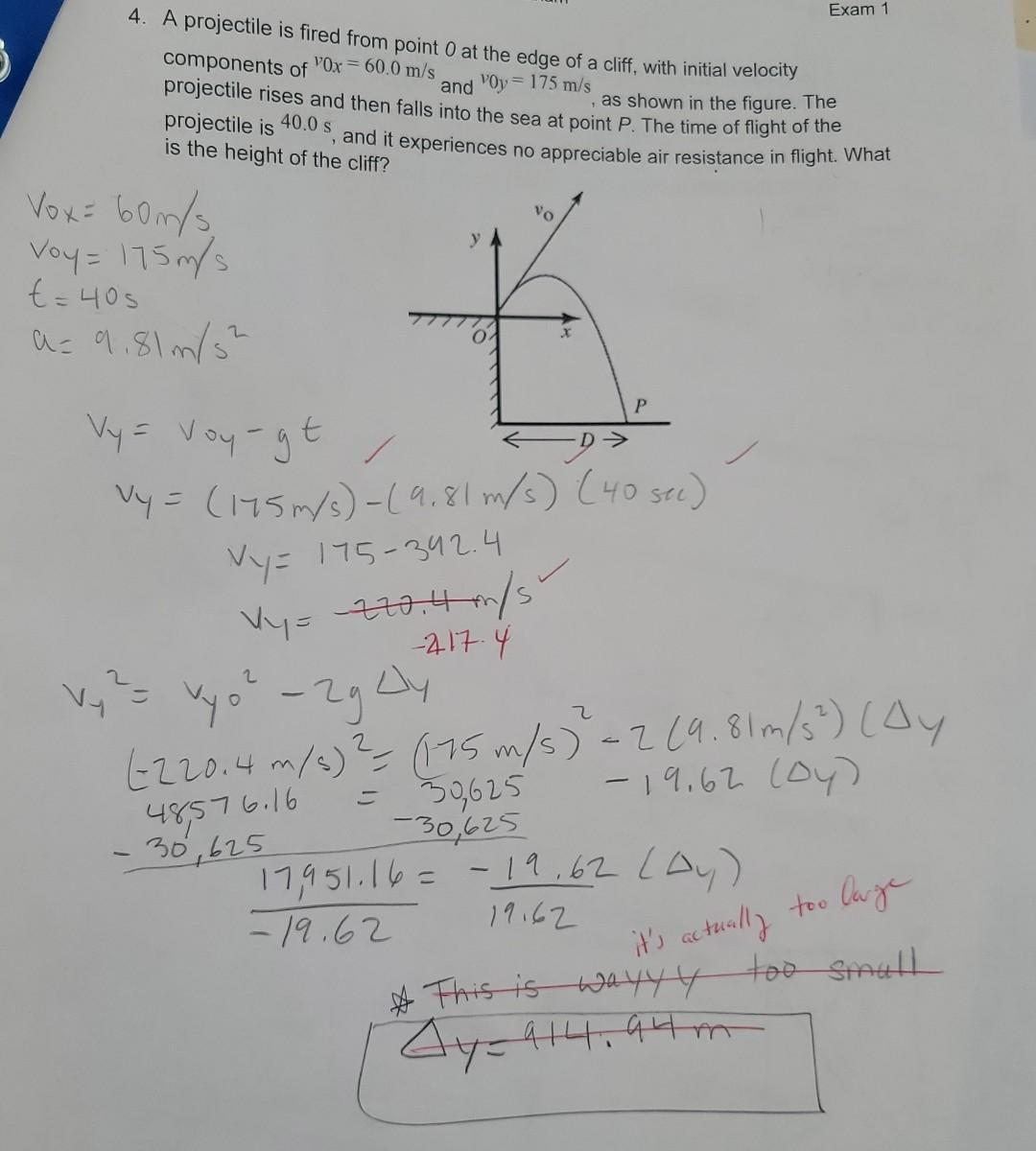 Solved 4. A projectile is fired from point 0 at the edge of | Chegg.com