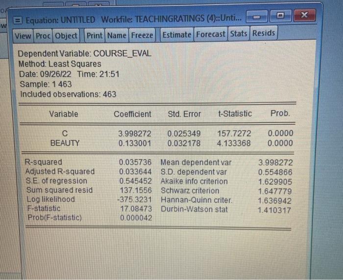 Solved III Empirical Note: Include Eviews output for each | Chegg.com