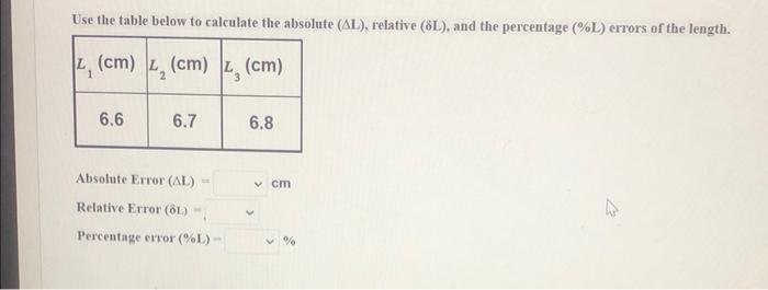 Solved Use the table below to calculate the absolute (AL), | Chegg.com