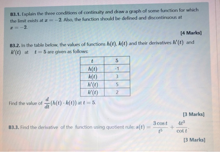 Solved B3.1. Explain the three conditions of continuity and | Chegg.com