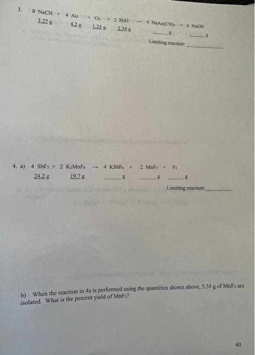 Solved Chem 210 Name: Lab: Limiting Reactant Problems Solve | Chegg.com