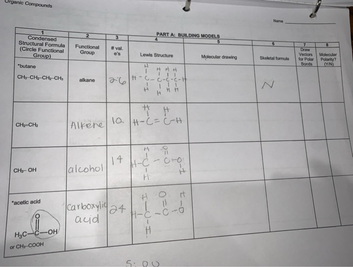 Solved Organic Compounds Name 2. 3 PART A: BUILDING MODELS 5 | Chegg.com