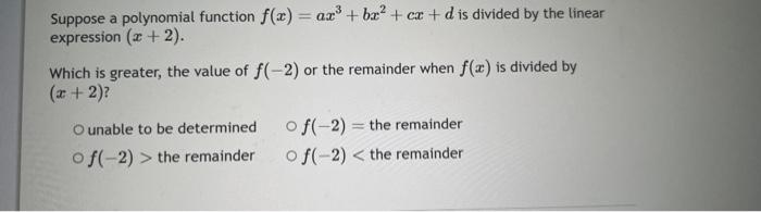 Solved Suppose a polynomial function f(x)=ax3+bx2+cx+d is | Chegg.com