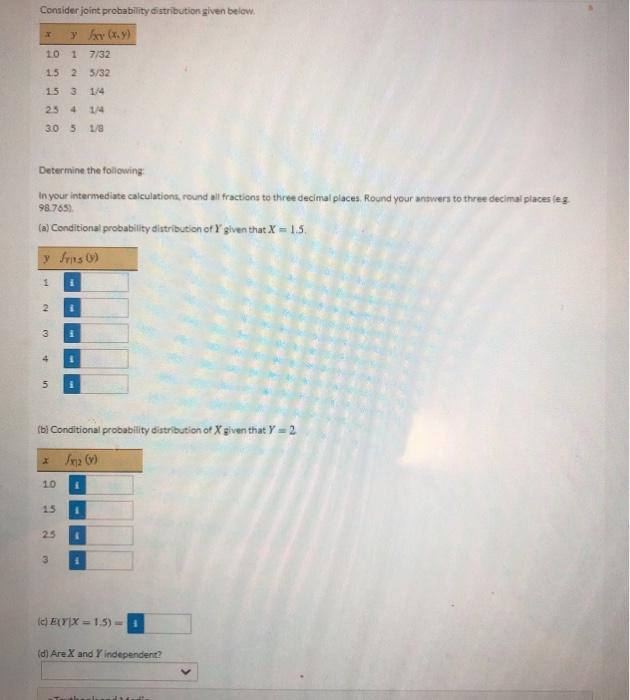 Solved Consider joint probability distribution given below. | Chegg.com