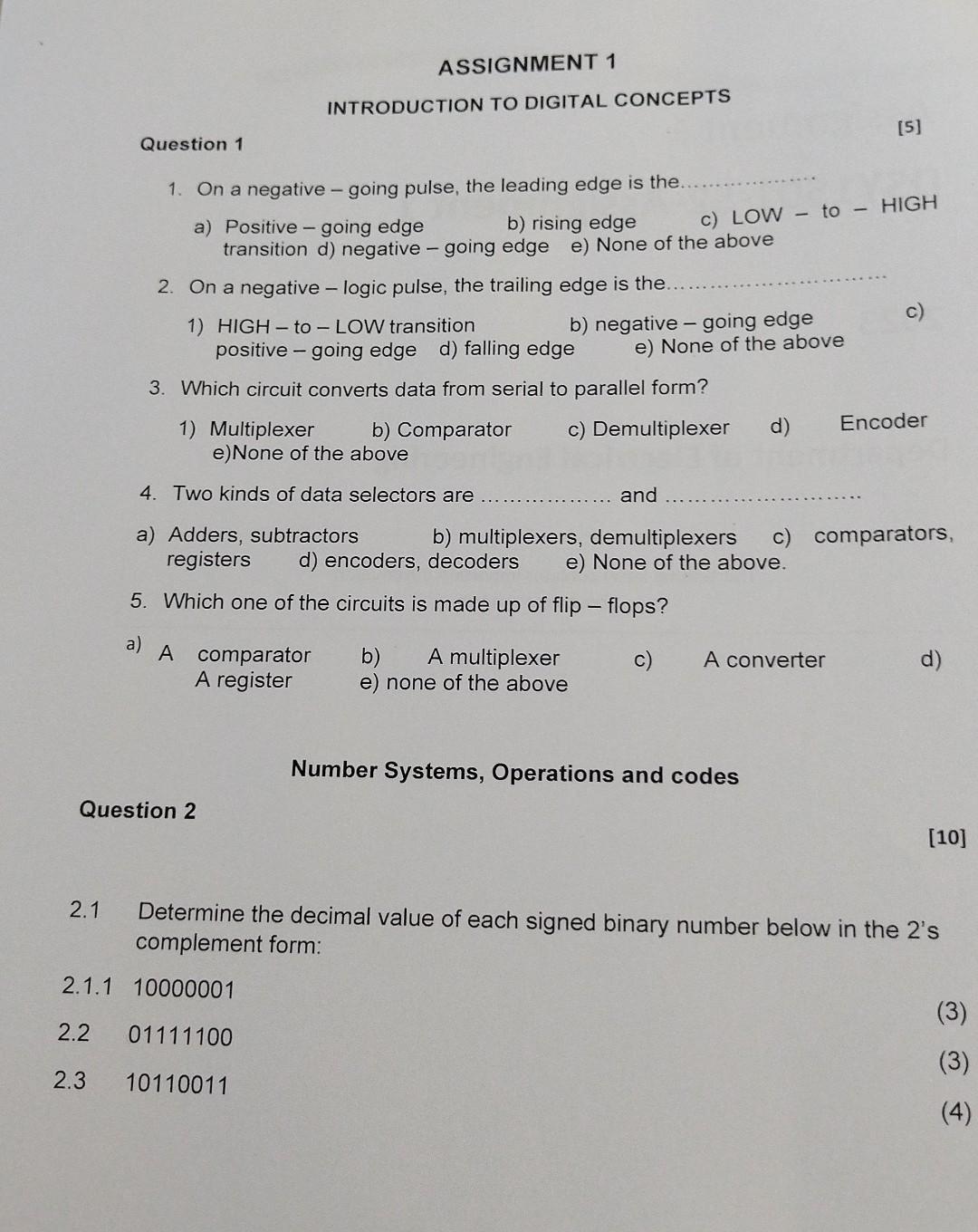 Solved 1. On a negative-going pulse, the leading edge is | Chegg.com