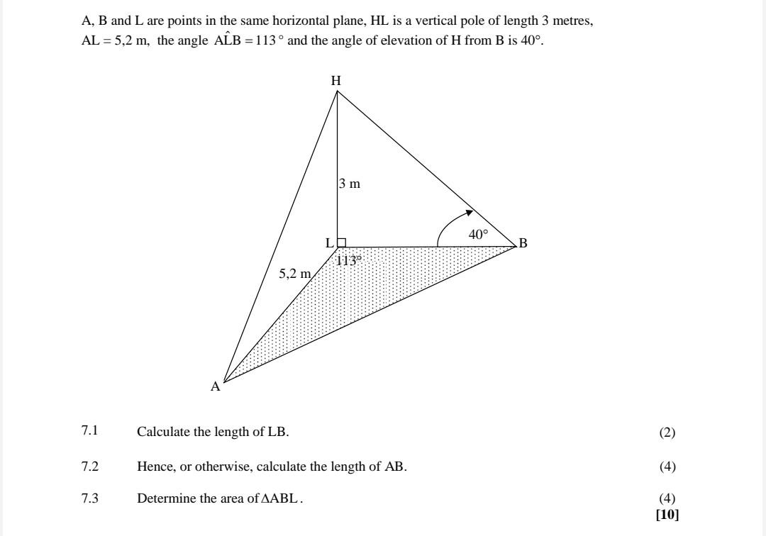 Solved A, B and L are points in the same horizontal plane, | Chegg.com