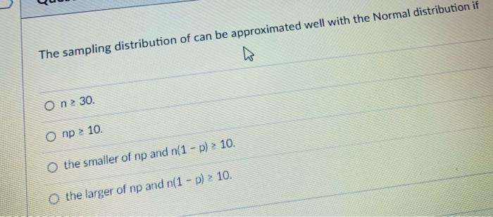 Solved The sampling distribution of can be approximated well | Chegg.com