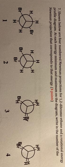 Solved 7. Shown below are four numbered Newman projections | Chegg.com