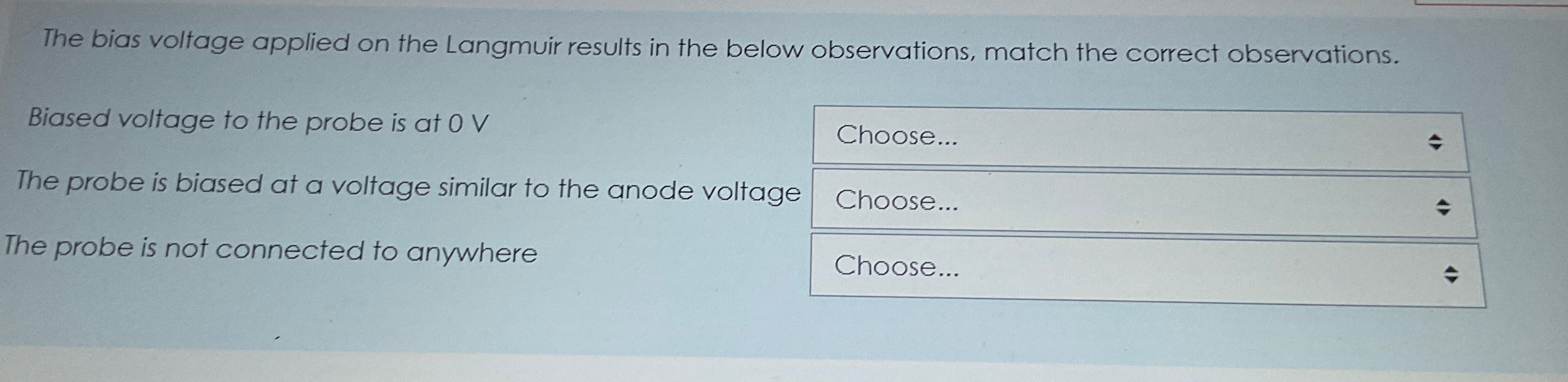 Solved The bias voltage applied on the Langmuir results in | Chegg.com