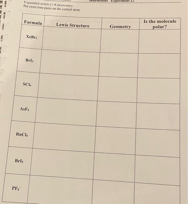 Solved MODELING THE SHAPES OF MOLECULES: VSEPR THEORY \& | Chegg.com