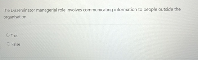 Solved The Disseminator managerial role involves | Chegg.com