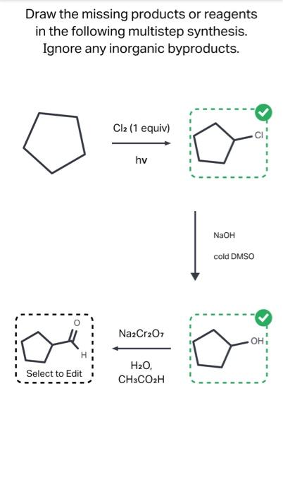 Solved Draw the missing products or reagents in the | Chegg.com