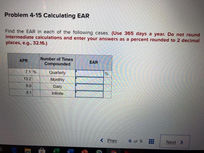 Solved Problem 4-15 Calculating EAR Find the EAR in each of | Chegg.com