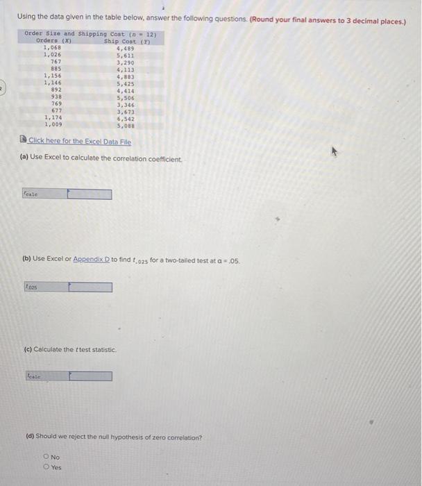 Solved Using the data given in the table below, answer the | Chegg.com
