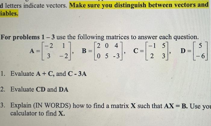 Solved d letters indicate vectors. Make sure you distinguish | Chegg.com