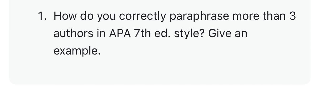 Solved How do you correctly paraphrase more than 3 ﻿authors | Chegg.com