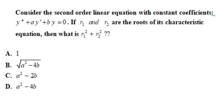 Solved Consider the second order linear equation with | Chegg.com