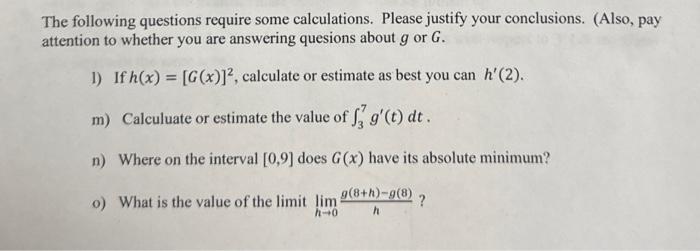 Graph of gThe following questions require some | Chegg.com