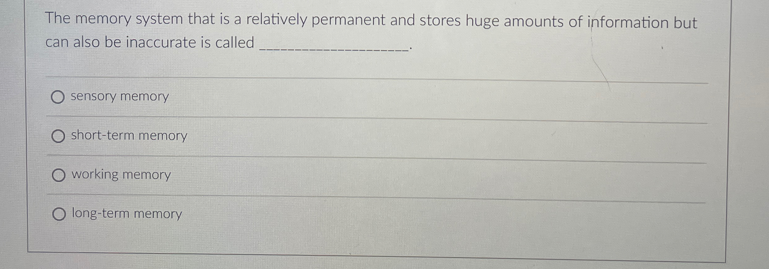 Solved The memory system that is a relatively permanent and | Chegg.com