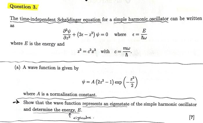 Solved The time-independent Schrödinger equation for a | Chegg.com