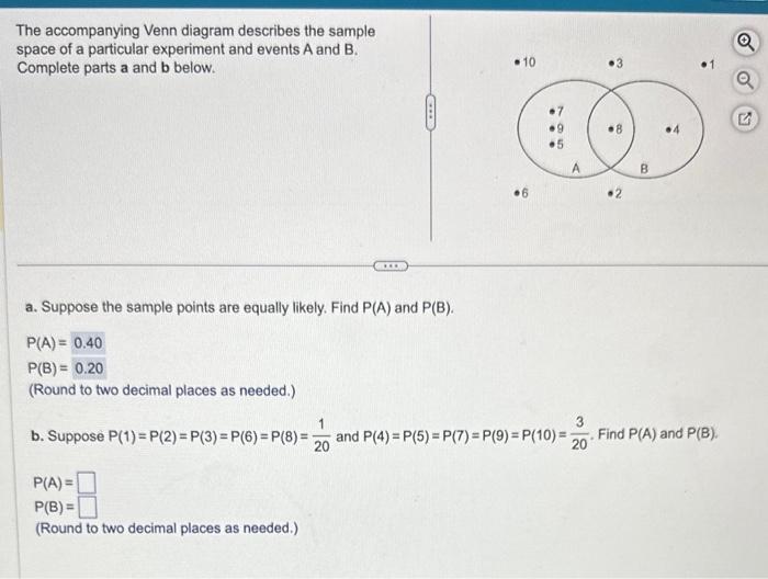 Solved The accompanying Venn diagram describes the sample | Chegg.com