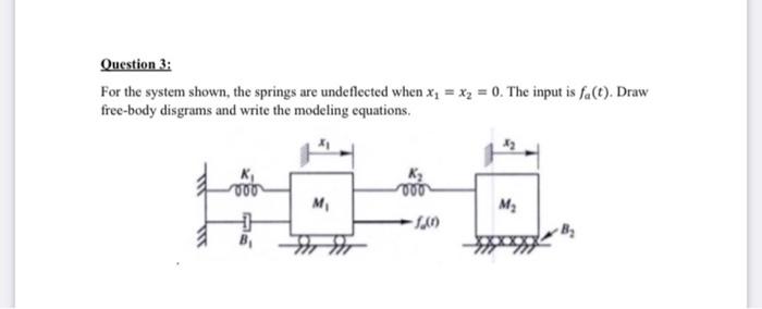 Solved Question 3: For the system shown, the springs are | Chegg.com