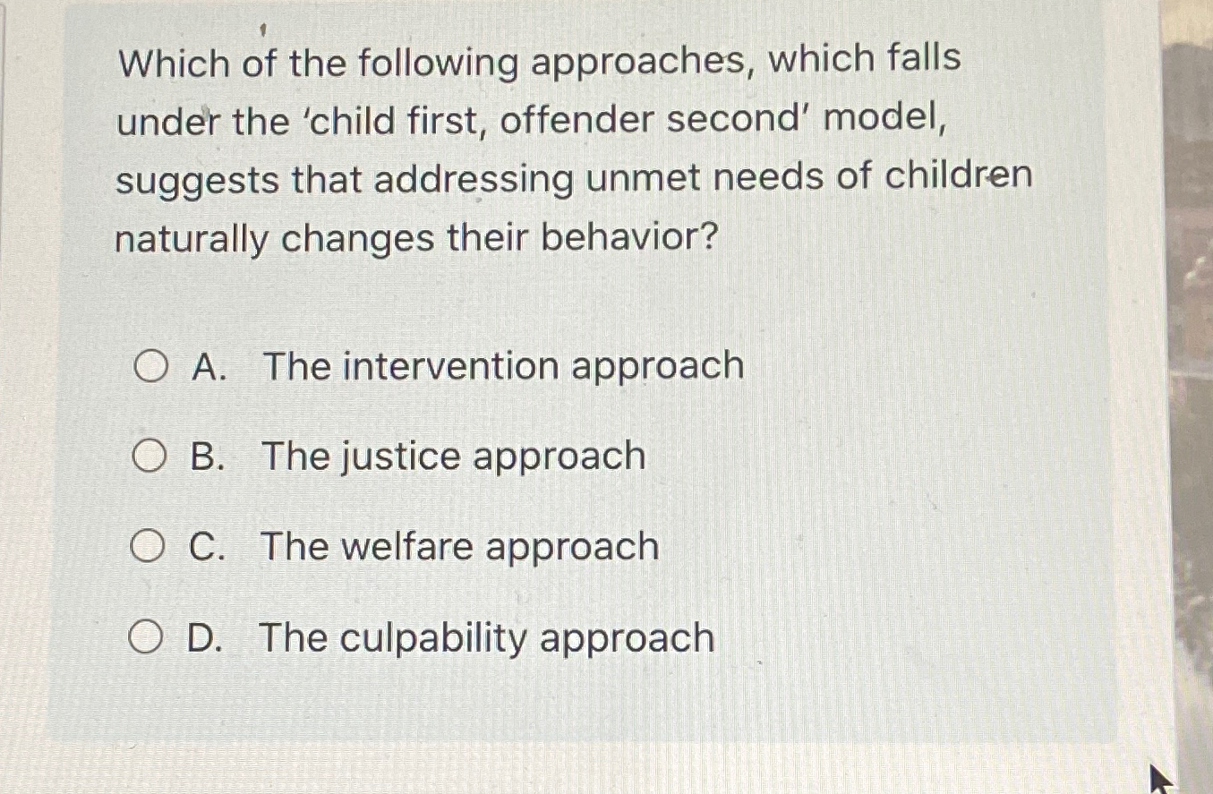 Solved Which of the following approaches, which falls under | Chegg.com