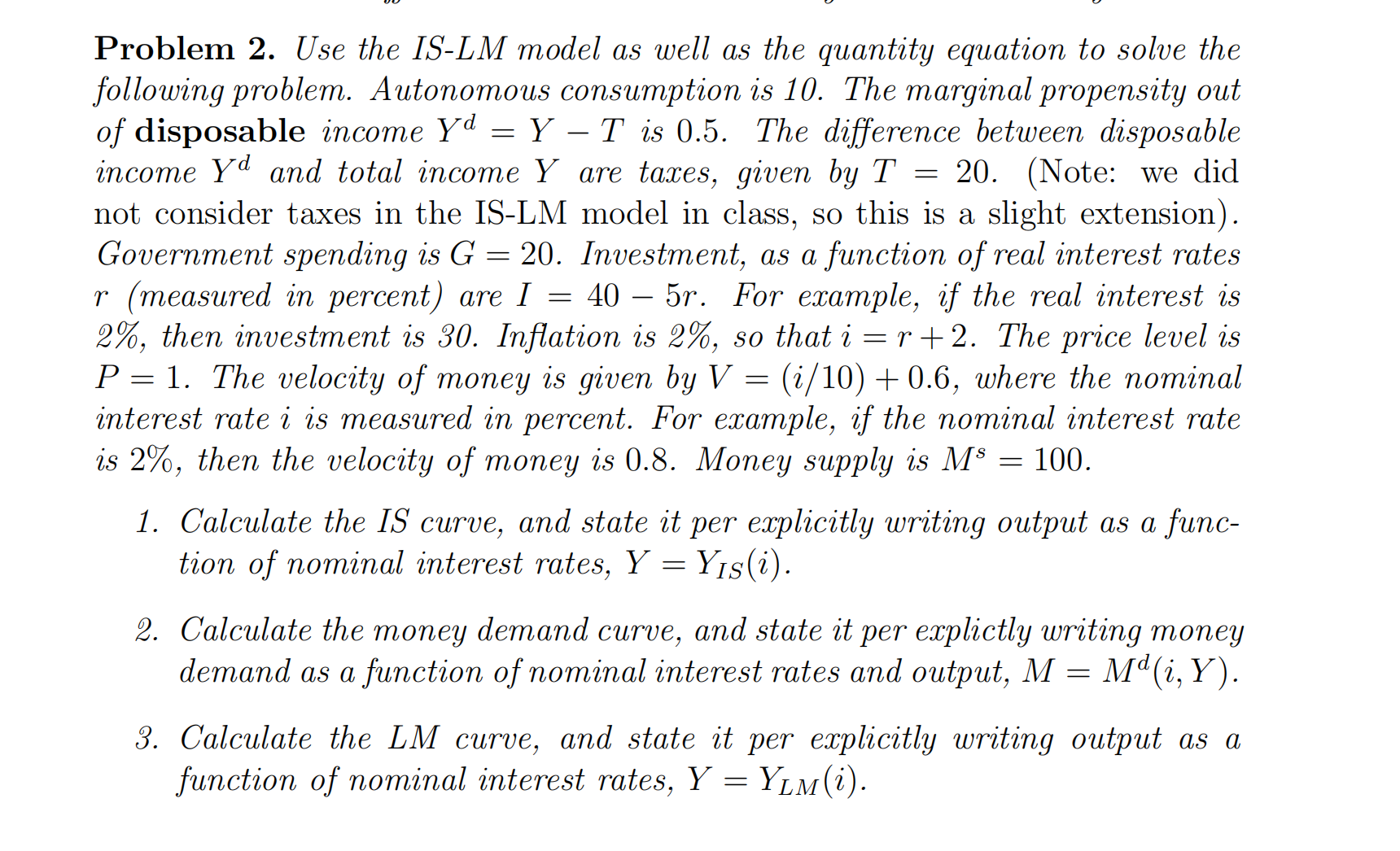 Solved Problem 2. ﻿Use the IS-LM model as well as the | Chegg.com