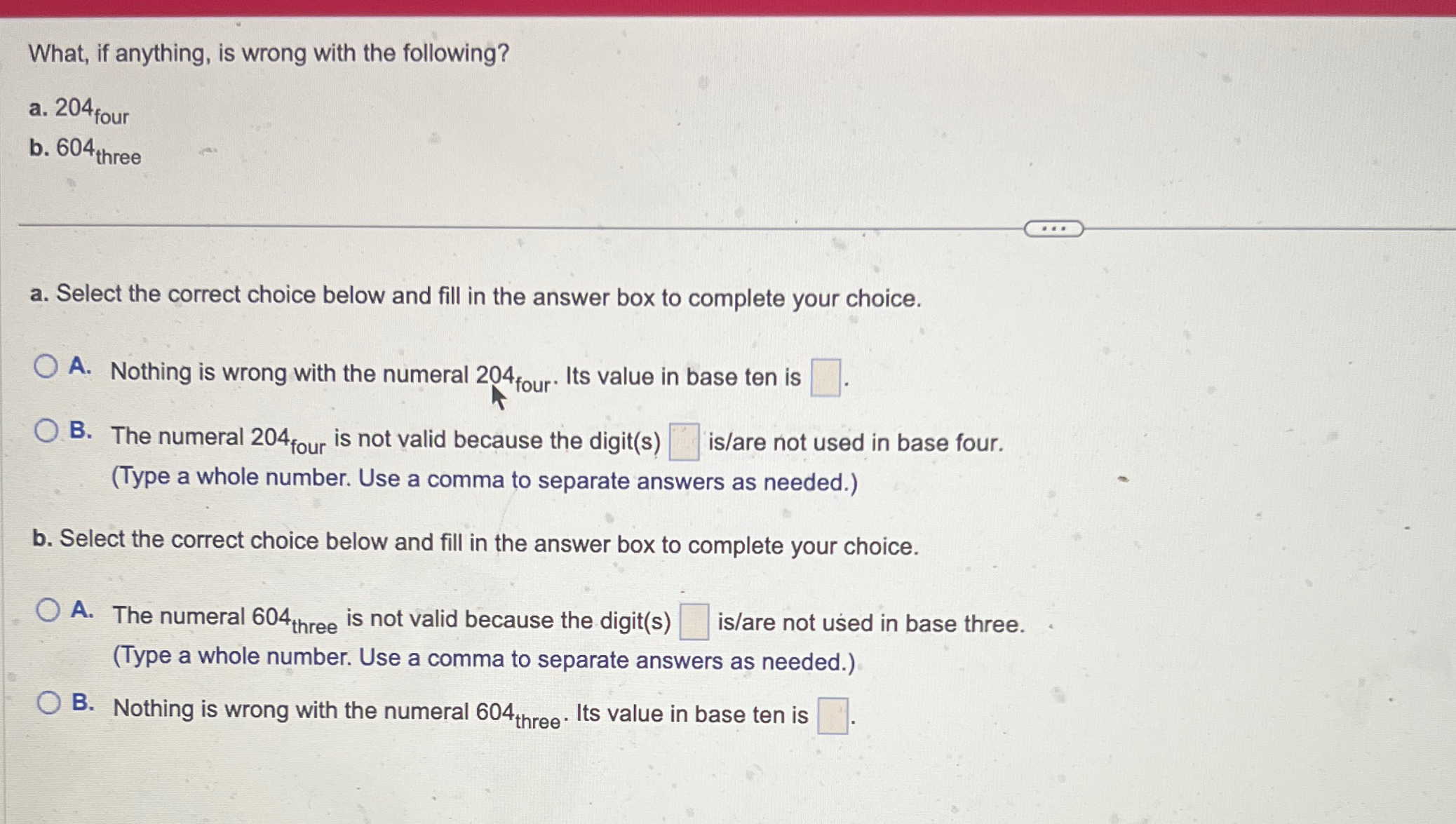 Solved What, if anything, is wrong with the following?a. 204 | Chegg.com