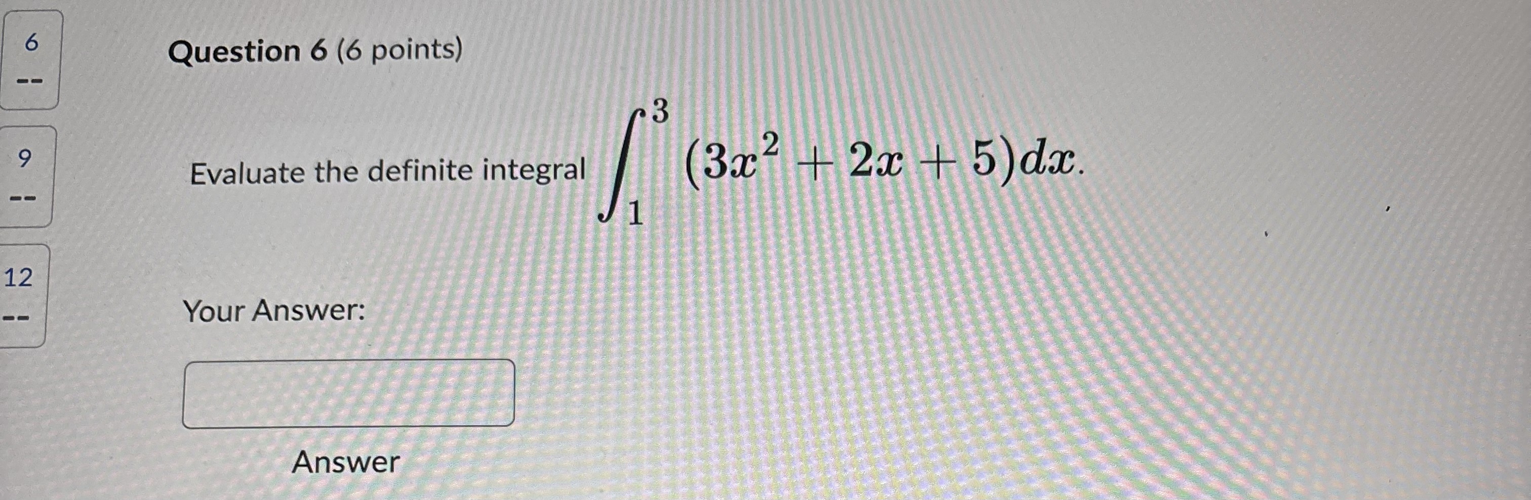 Solved Question 6 (6 ﻿points)Evaluate the definite integral | Chegg.com