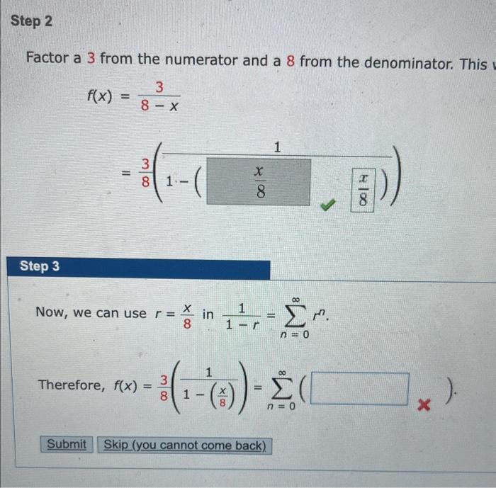 Solved Factor a 3 from the numerator and a 8 from the | Chegg.com