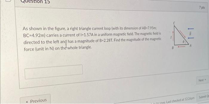 Solved As shown in the figure, a right triangle current loop | Chegg.com