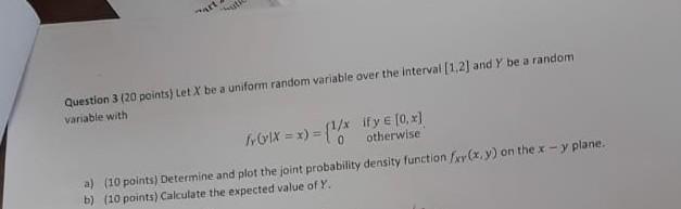 Solved Question 3(20 peints) Let X be a uniform random | Chegg.com